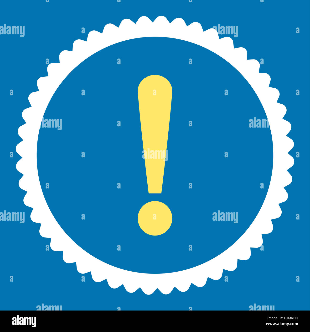 Exclamation Sign flat yellow and white colors round stamp icon Stock ...