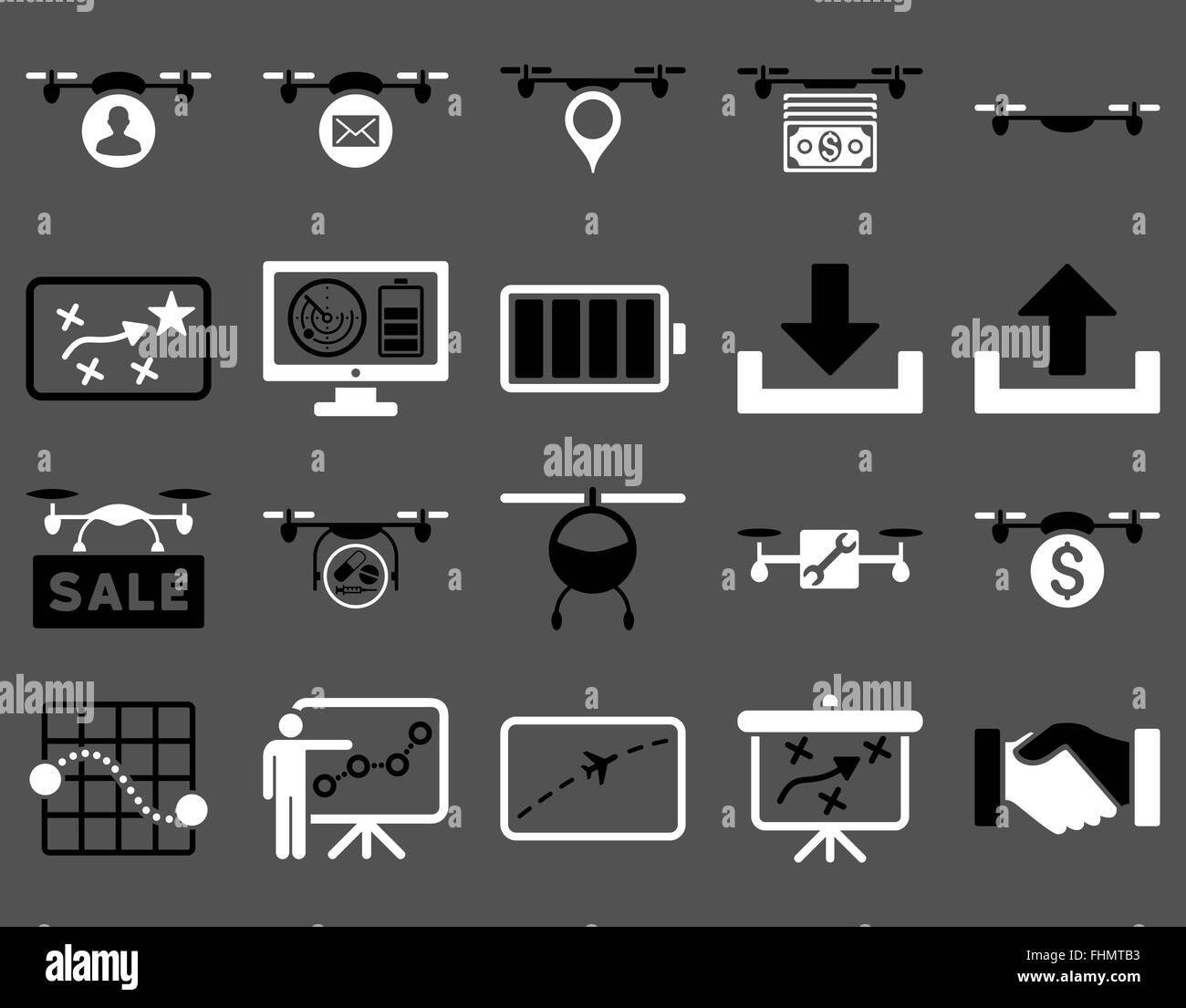 Air drone and quadcopter tool icons Stock Photo - Alamy