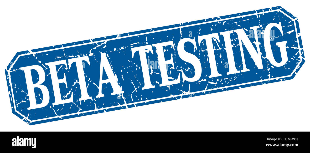beta testing blue square vintage grunge isolated sign Stock Photo - Alamy