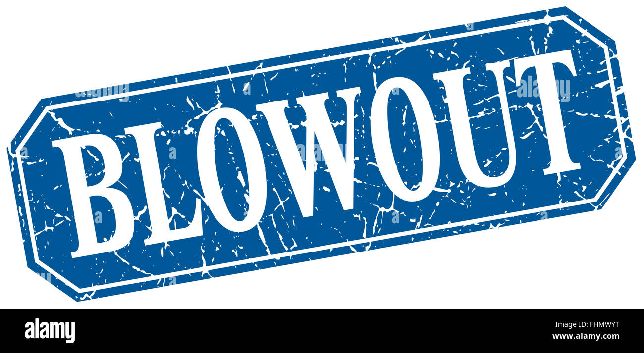 blowout blue square vintage grunge isolated sign Stock Photo - Alamy