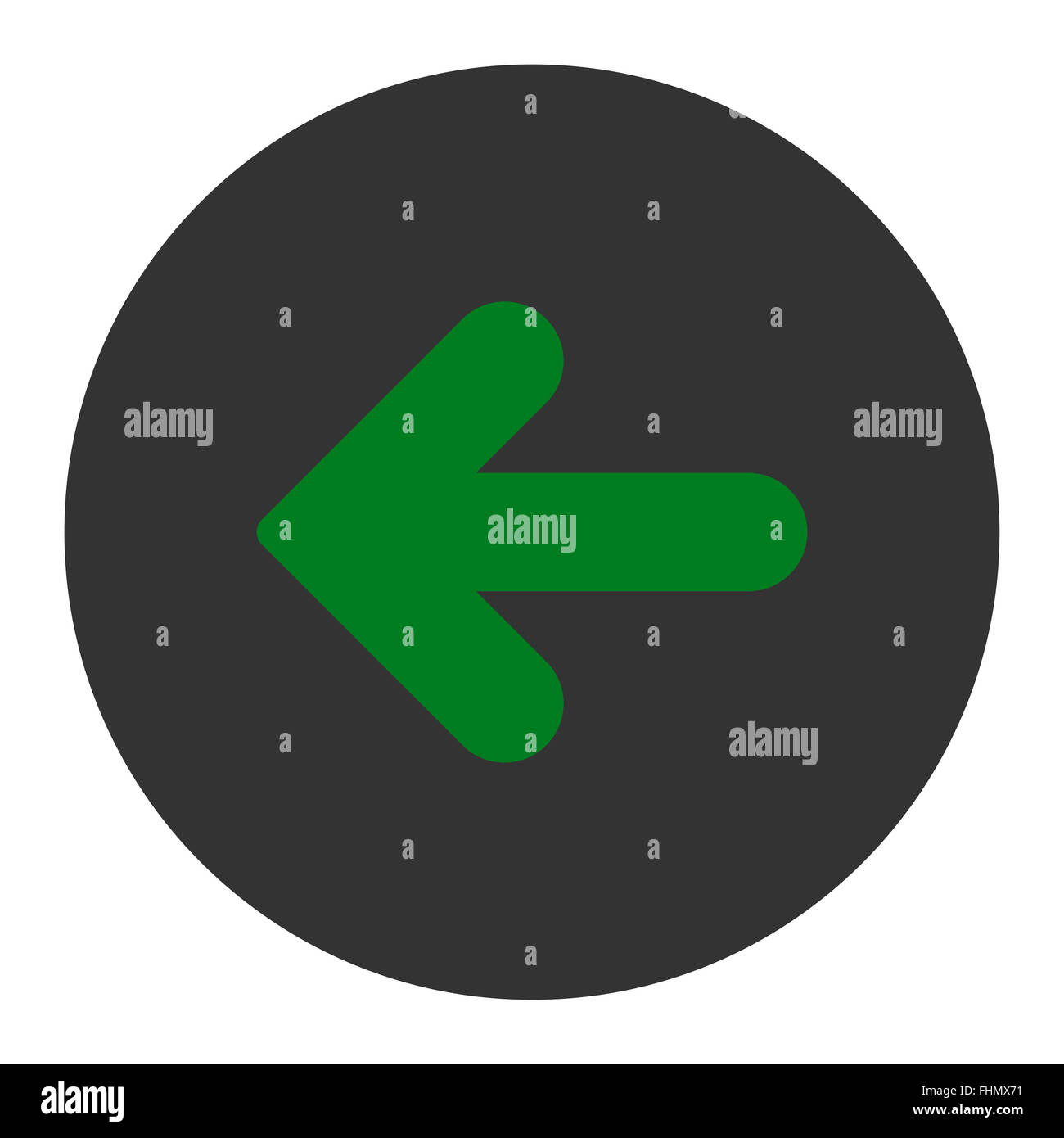 Arrow Left flat green and gray colors round button Stock Photo - Alamy