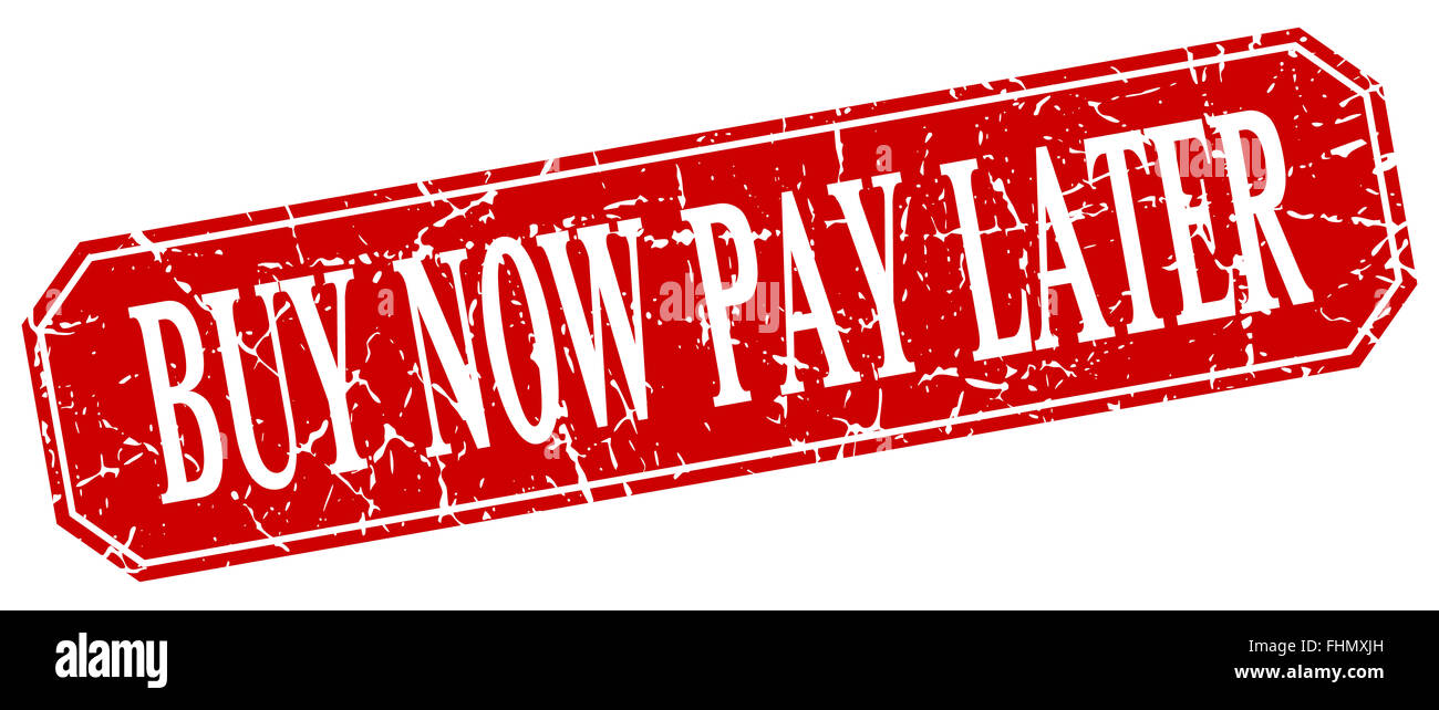 buy now pay later red square vintage grunge isolated sign Stock Photo ...