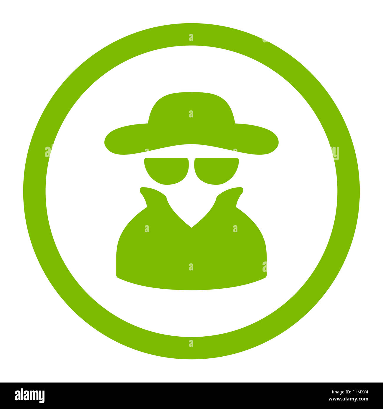 Spy flat eco green color rounded vector icon Stock Photo - Alamy