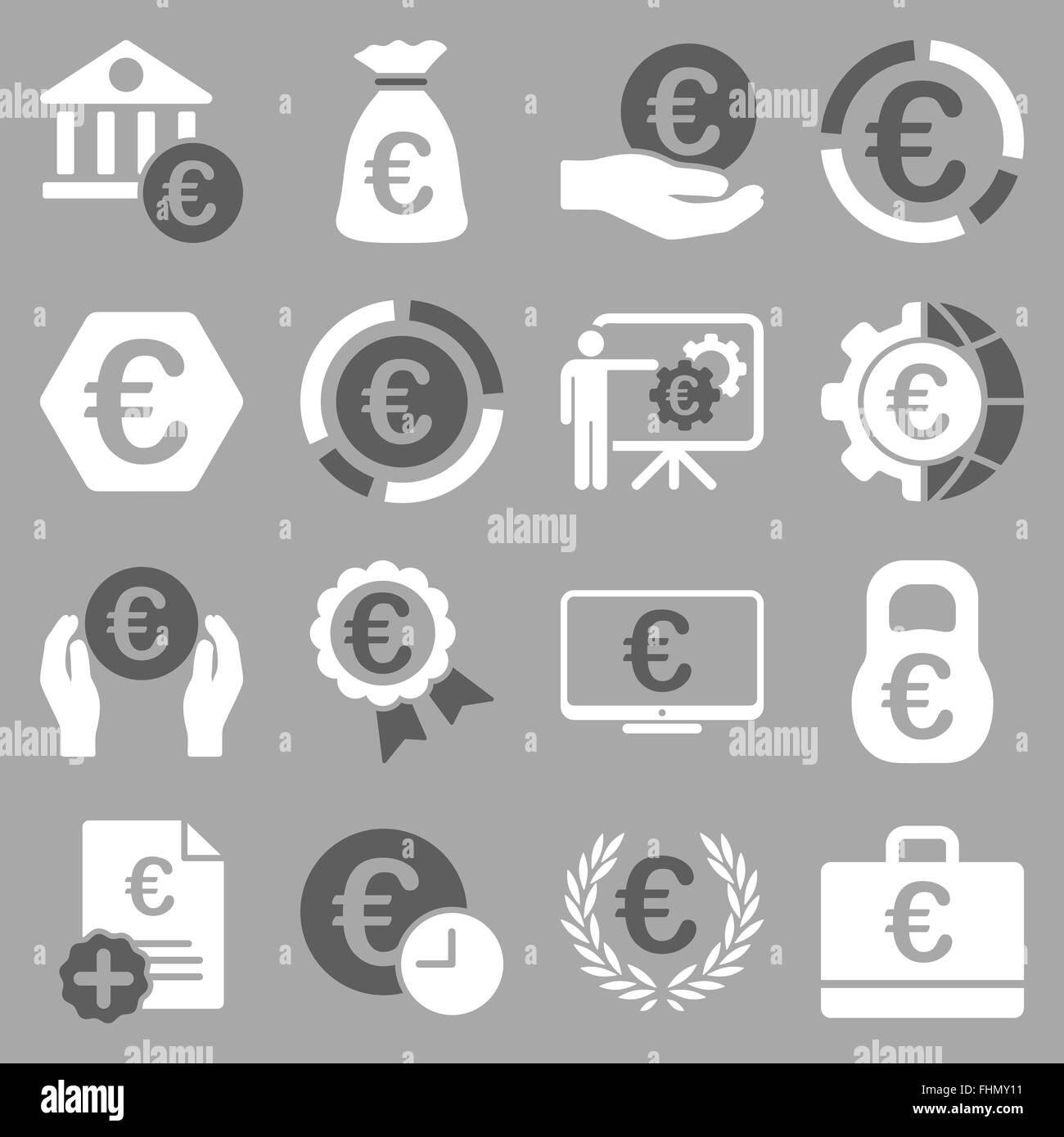 Euro banking business and service tools icons Stock Photo - Alamy