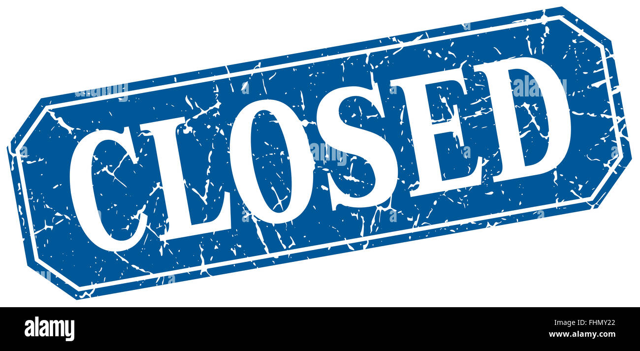 closed blue square vintage grunge isolated sign Stock Photo - Alamy