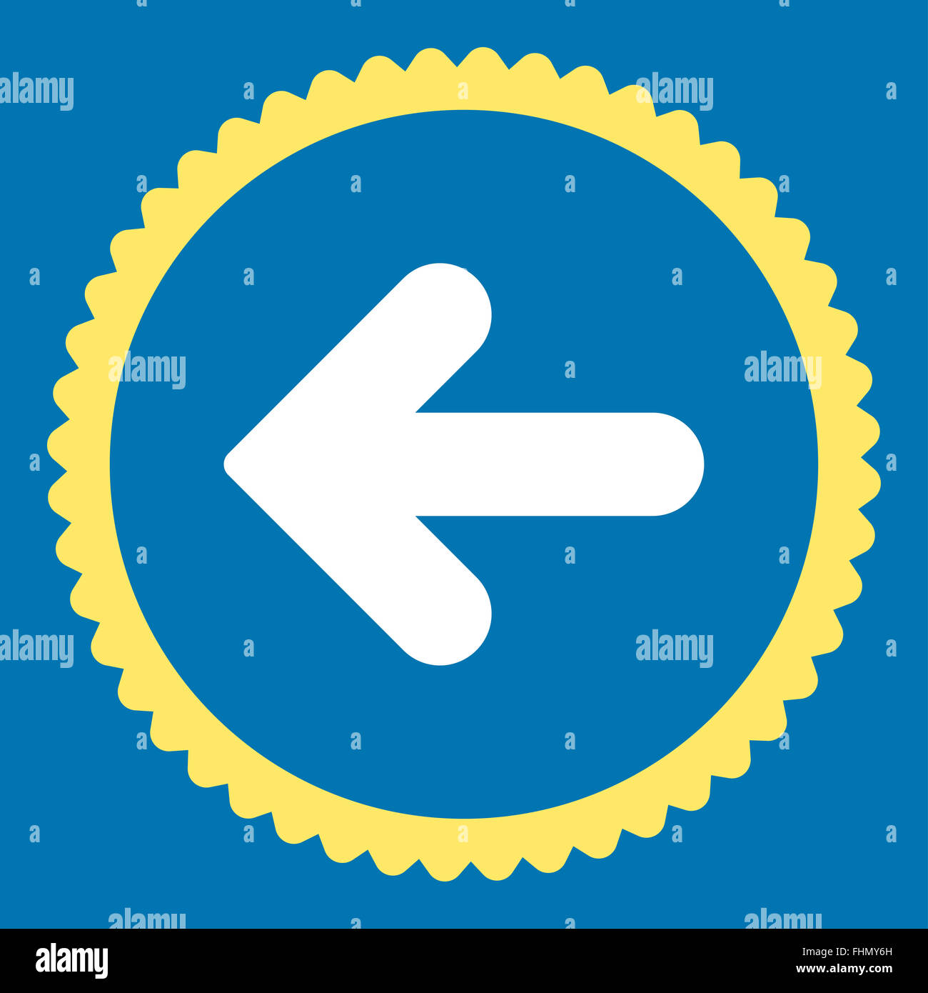 Arrow Left flat yellow and white colors round stamp icon Stock Photo ...