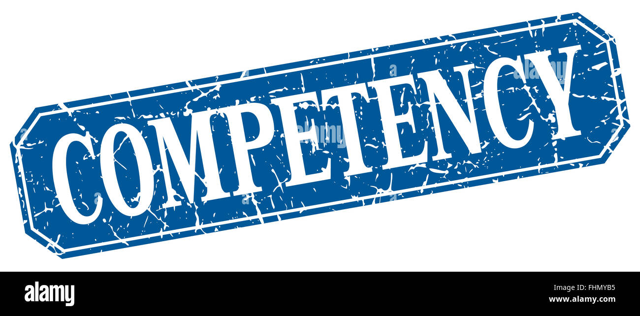 competency blue square vintage grunge isolated sign Stock Photo - Alamy