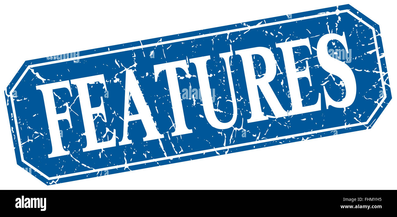 features blue square vintage grunge isolated sign Stock Photo - Alamy