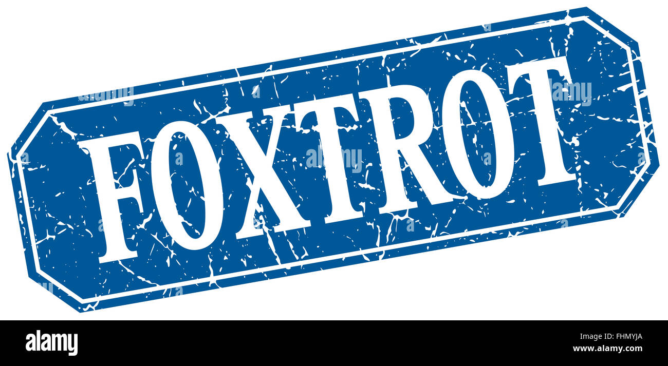foxtrot blue square vintage grunge isolated sign Stock Photo - Alamy