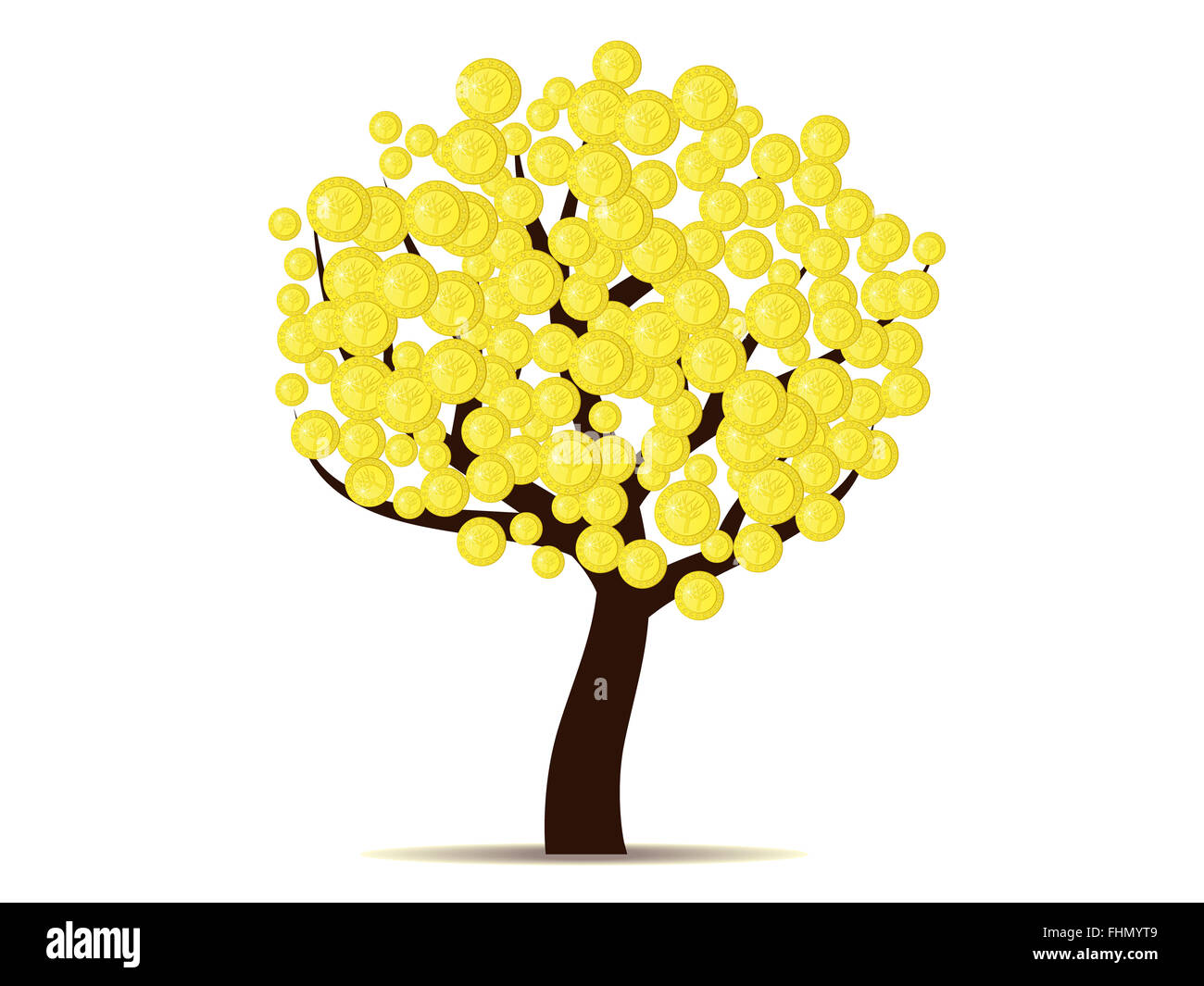 Money does grow on trees (gold coins on tree isolated on white ...