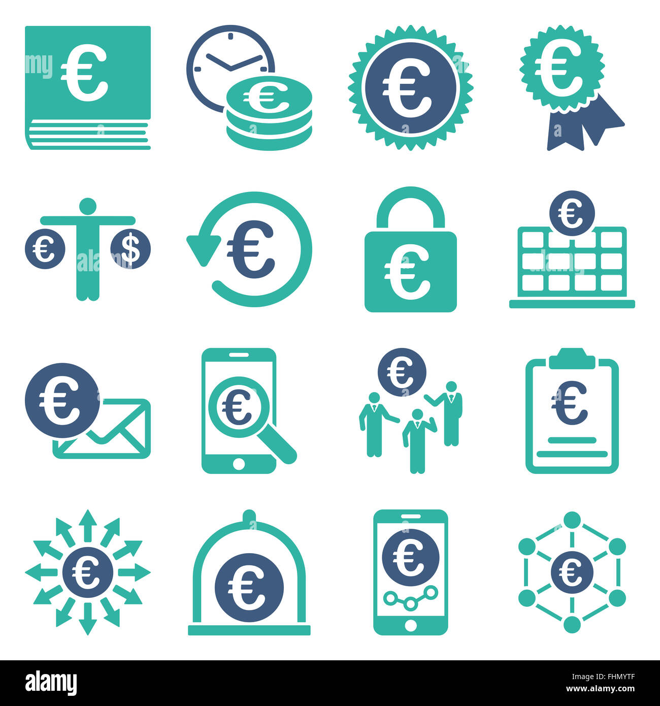Euro banking business and service tools icons Stock Photo - Alamy