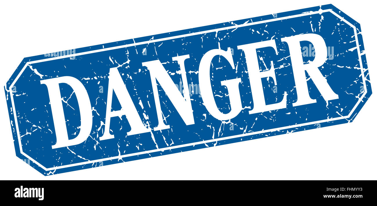 danger blue square vintage grunge isolated sign Stock Photo - Alamy