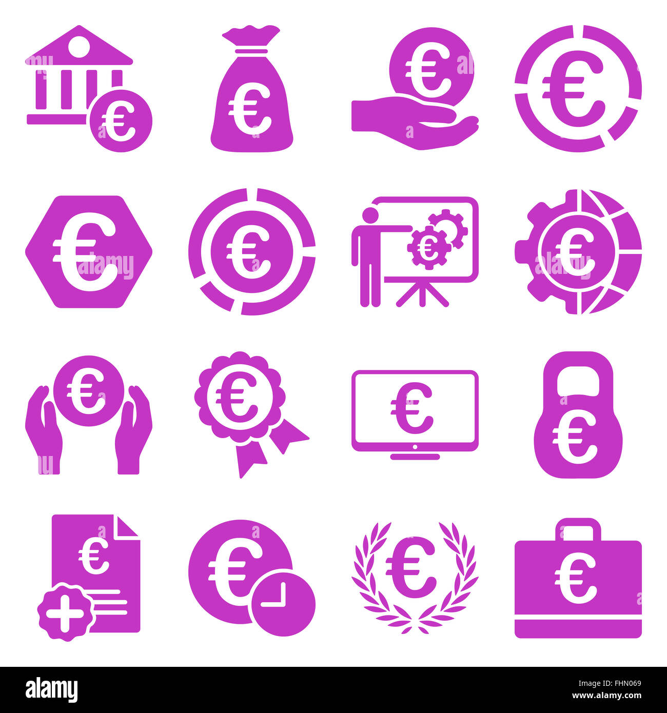 Euro banking business and service tools icons Stock Photo - Alamy