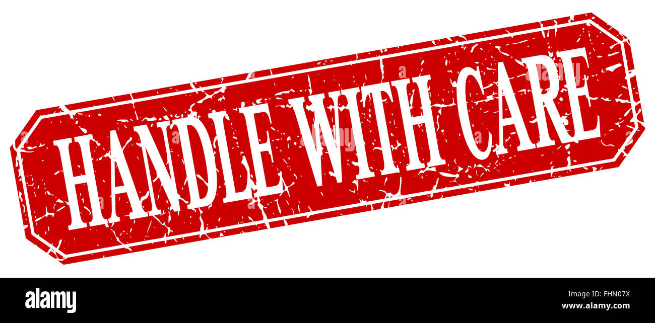 handle with care red square vintage grunge isolated sign Stock Photo ...