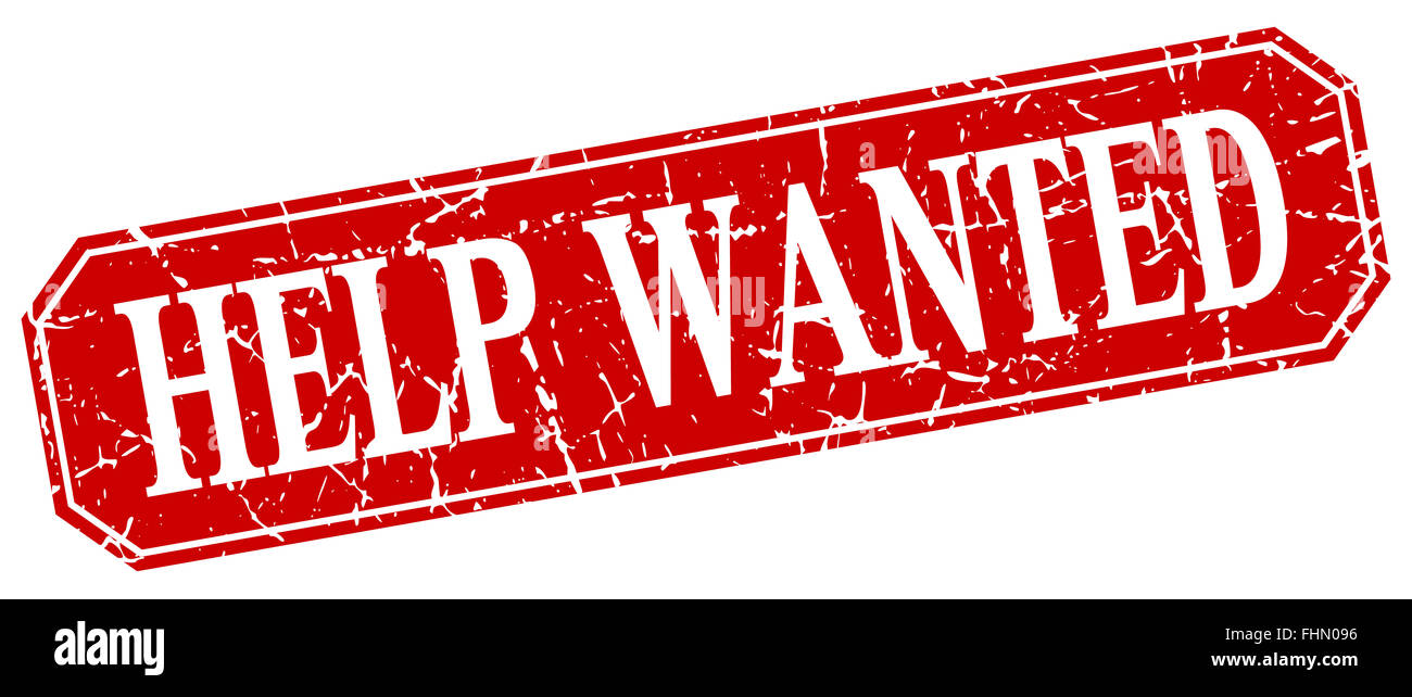 help wanted red square vintage grunge isolated sign Stock Photo - Alamy