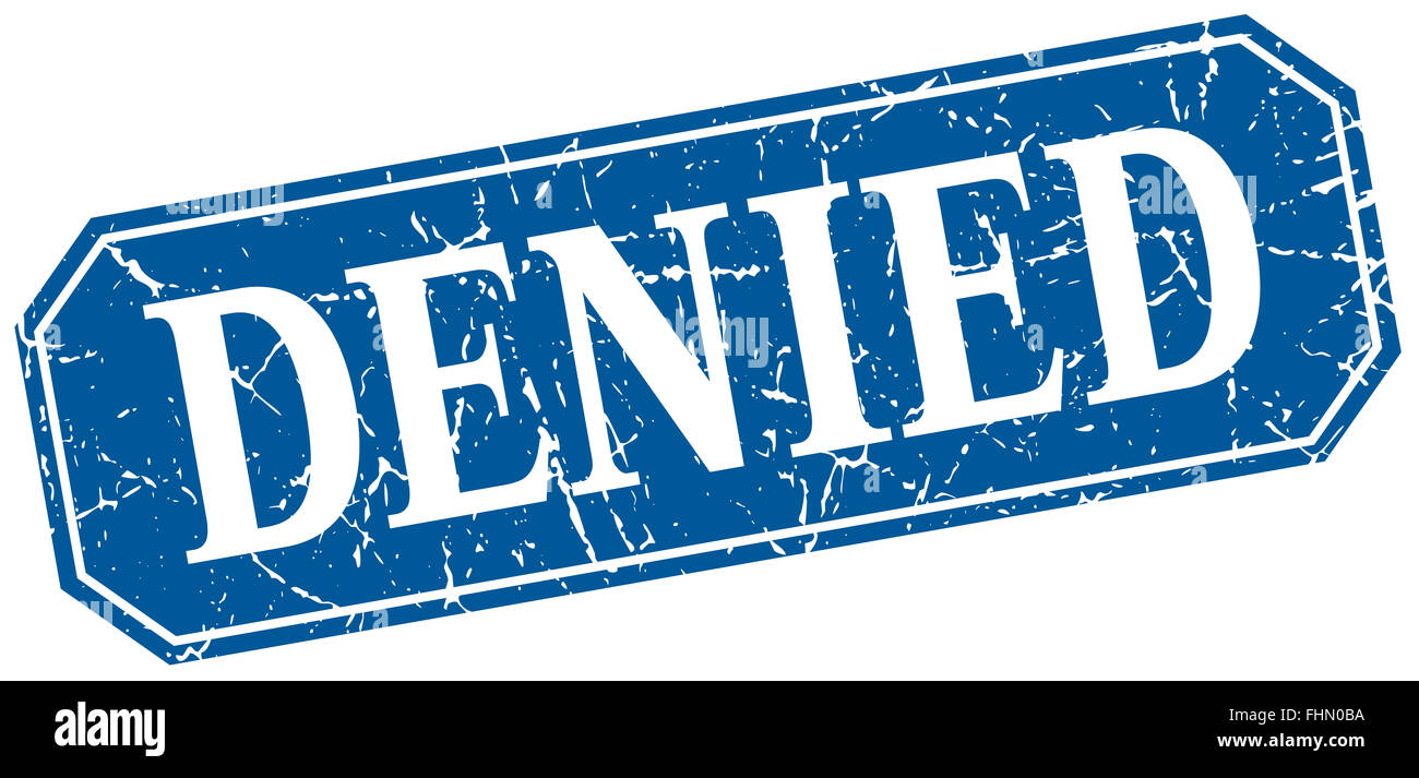 denied blue square vintage grunge isolated sign Stock Photo - Alamy