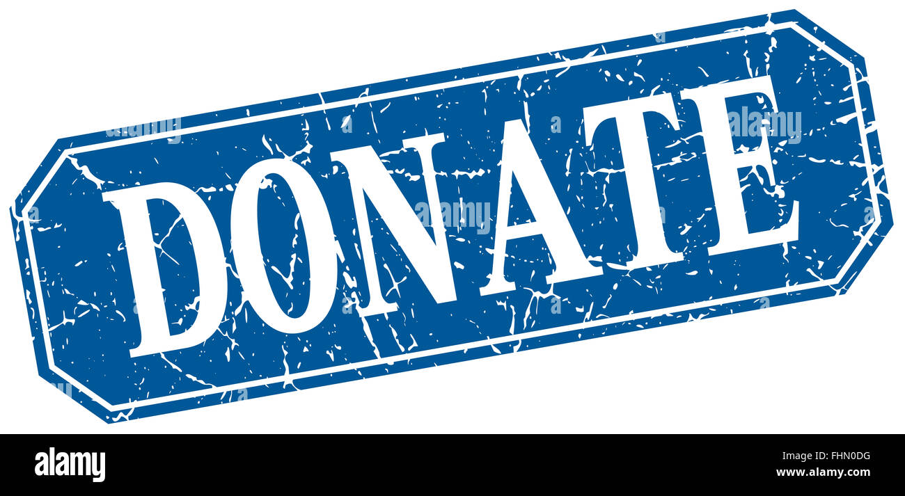 donate blue square vintage grunge isolated sign Stock Photo - Alamy