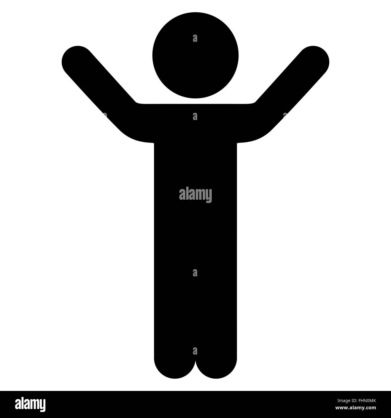 Hands Up Human Figure Icon Stock Photo - Alamy