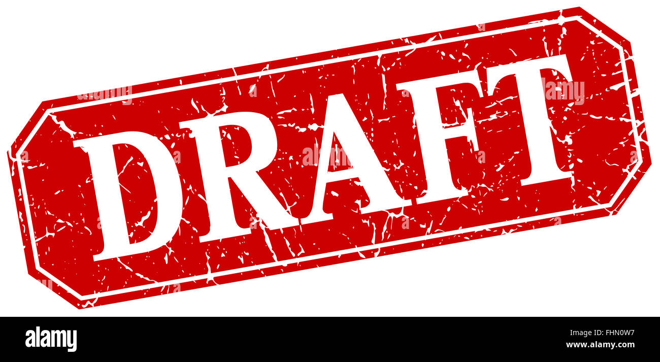 draft red square vintage grunge isolated sign Stock Photo - Alamy