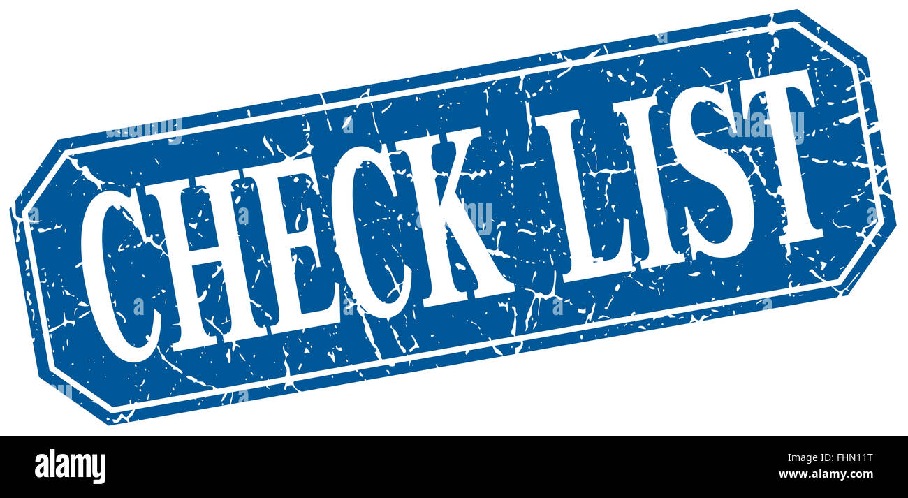 check list blue square vintage grunge isolated sign Stock Photo - Alamy