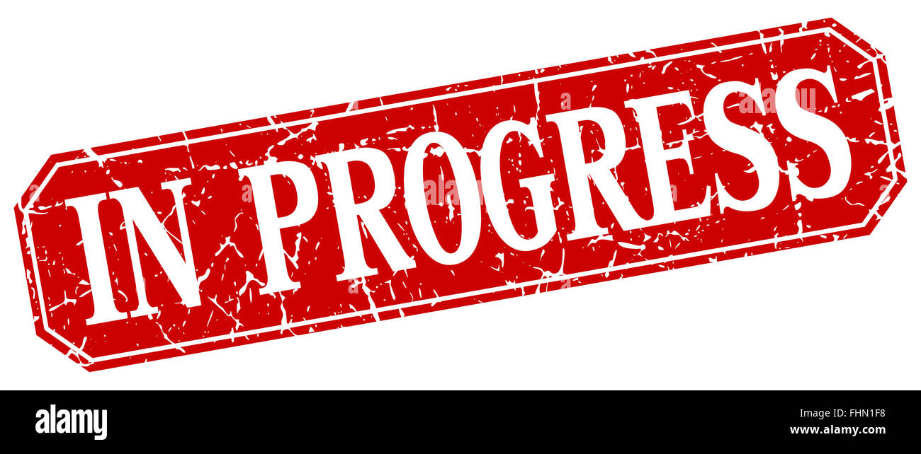 in progress red square vintage grunge isolated sign Stock Photo - Alamy