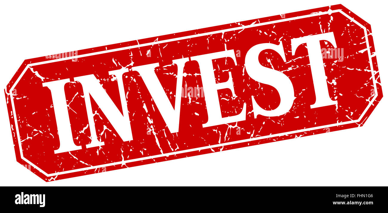 invest red square vintage grunge isolated sign Stock Photo - Alamy