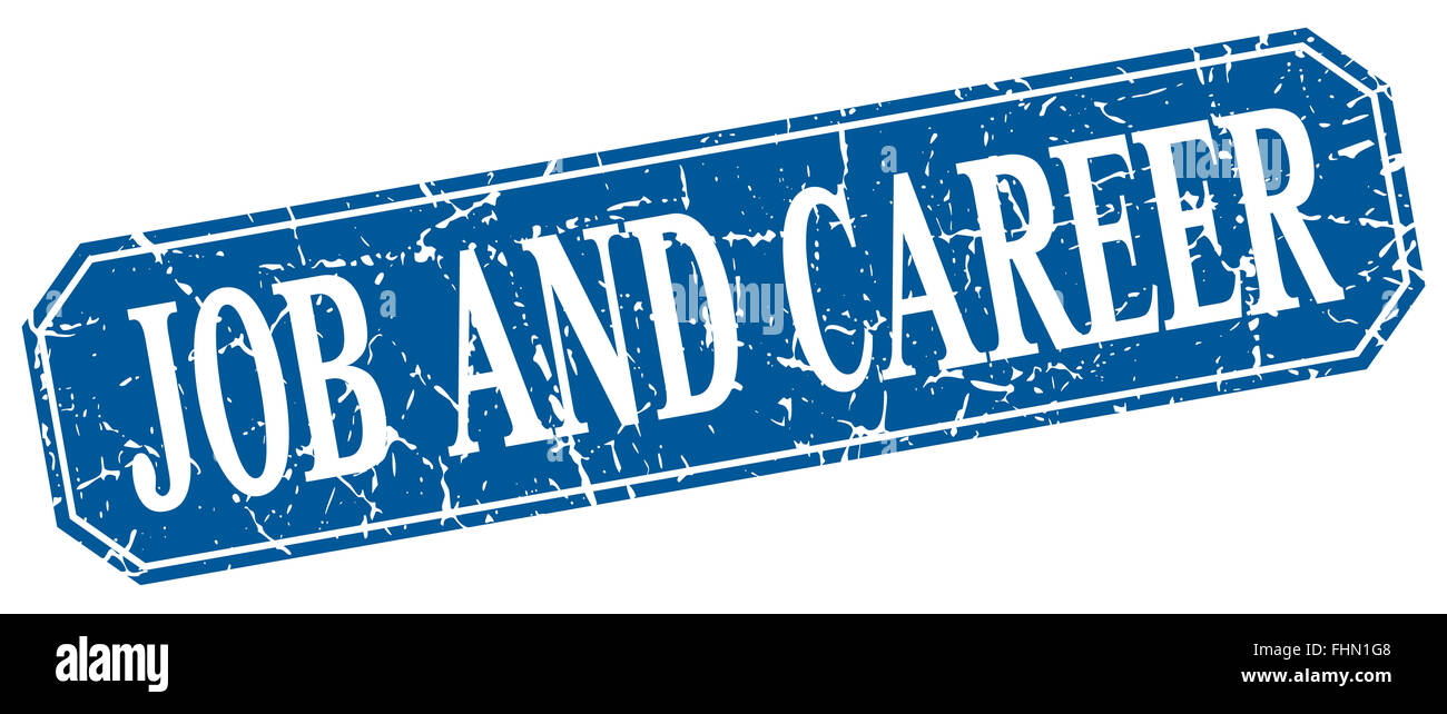 job and career blue square vintage grunge isolated sign Stock Photo - Alamy
