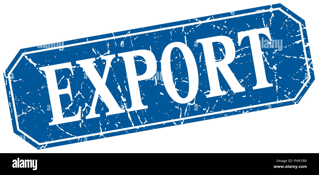 export blue square vintage grunge isolated sign Stock Photo - Alamy