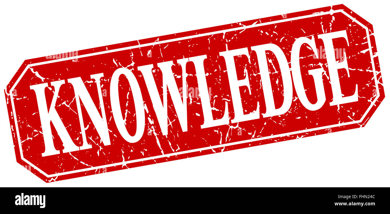 knowledge red square vintage grunge isolated sign Stock Photo - Alamy