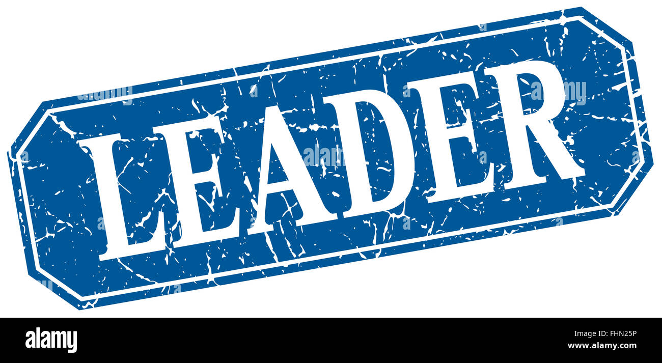 leader blue square vintage grunge isolated sign Stock Photo - Alamy