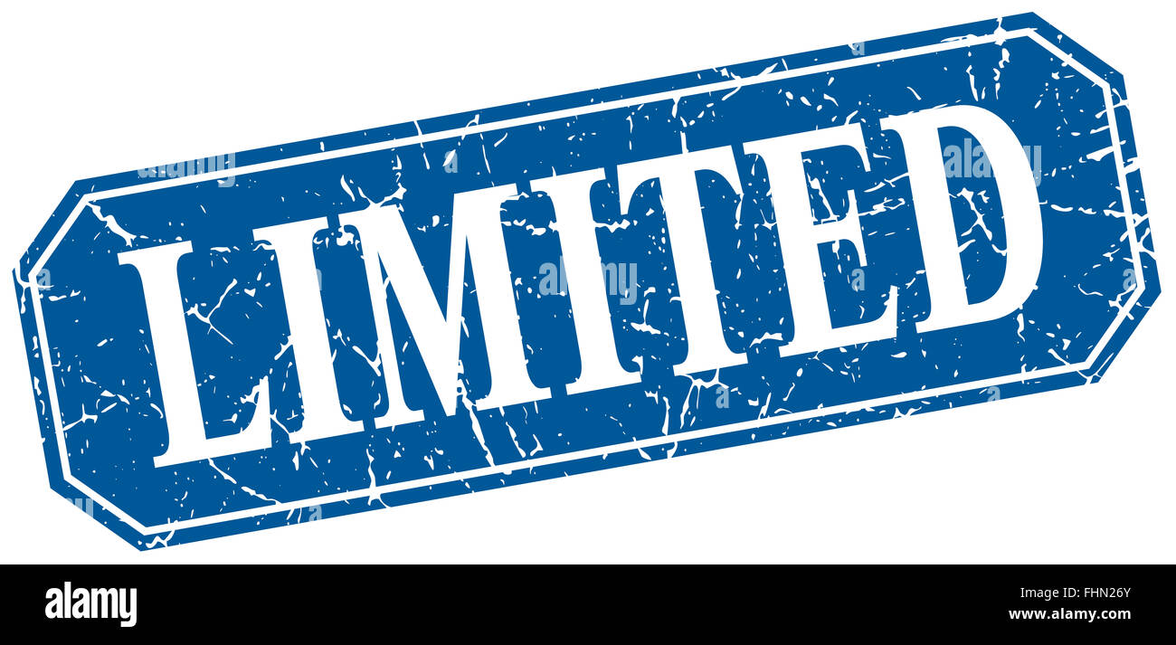 limited blue square vintage grunge isolated sign Stock Photo - Alamy