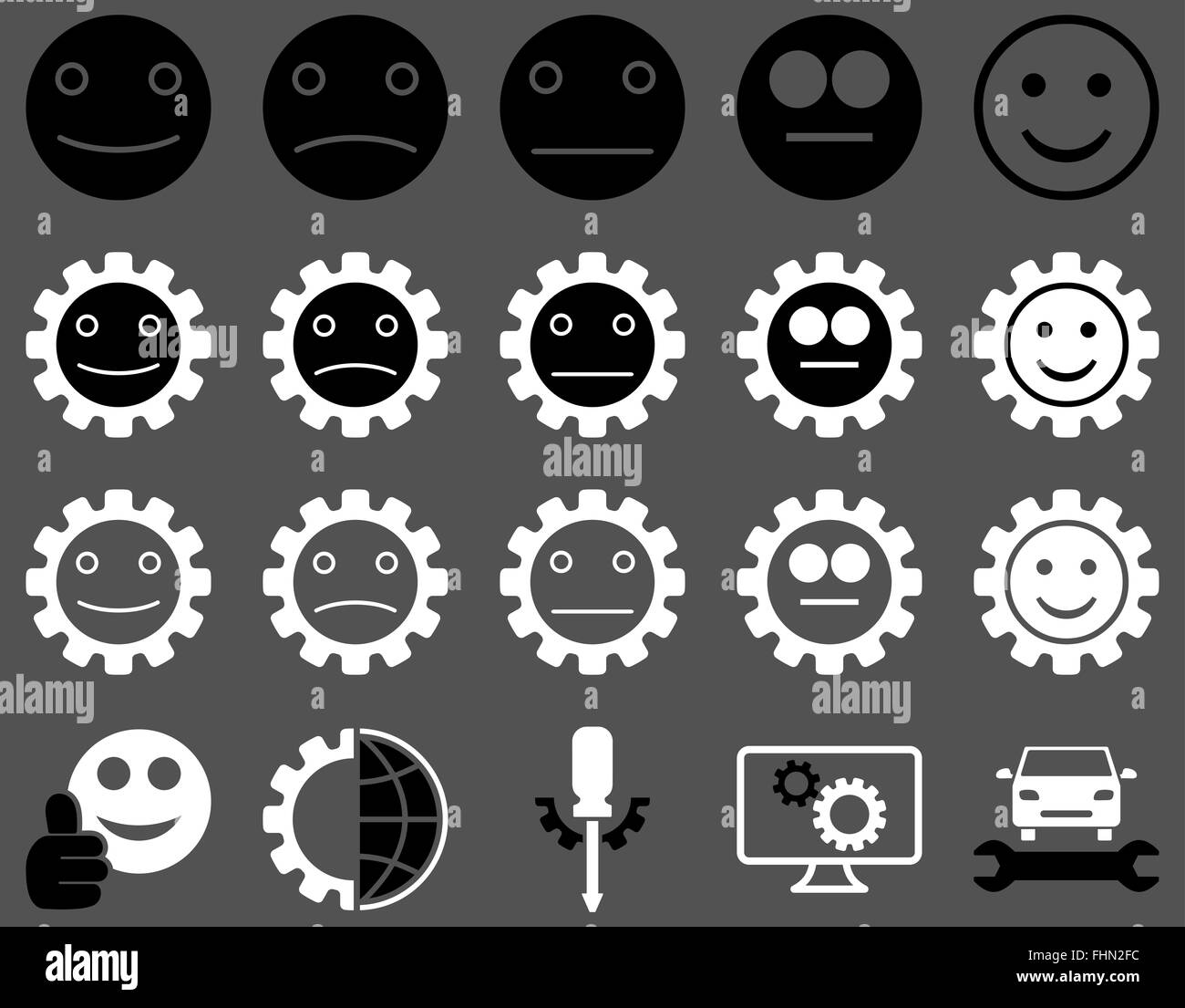 Tools and Smile Gears Icons Stock Photo - Alamy