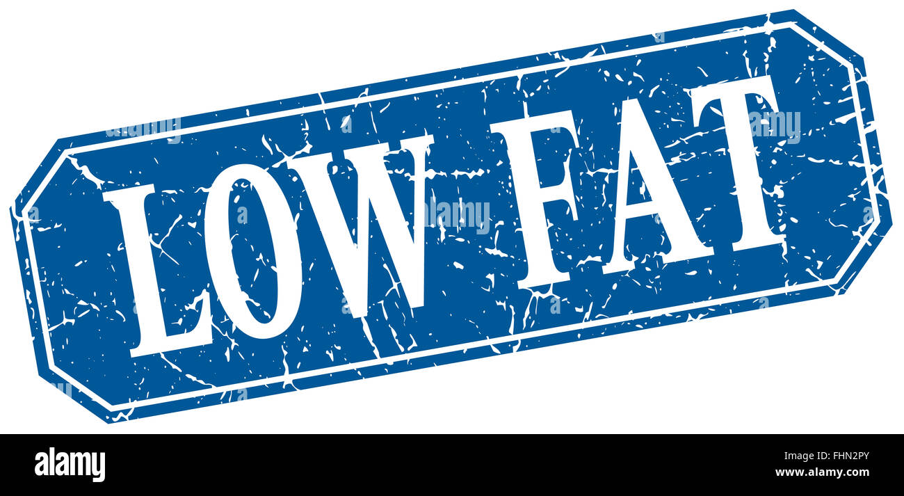 low fat blue square vintage grunge isolated sign Stock Photo - Alamy