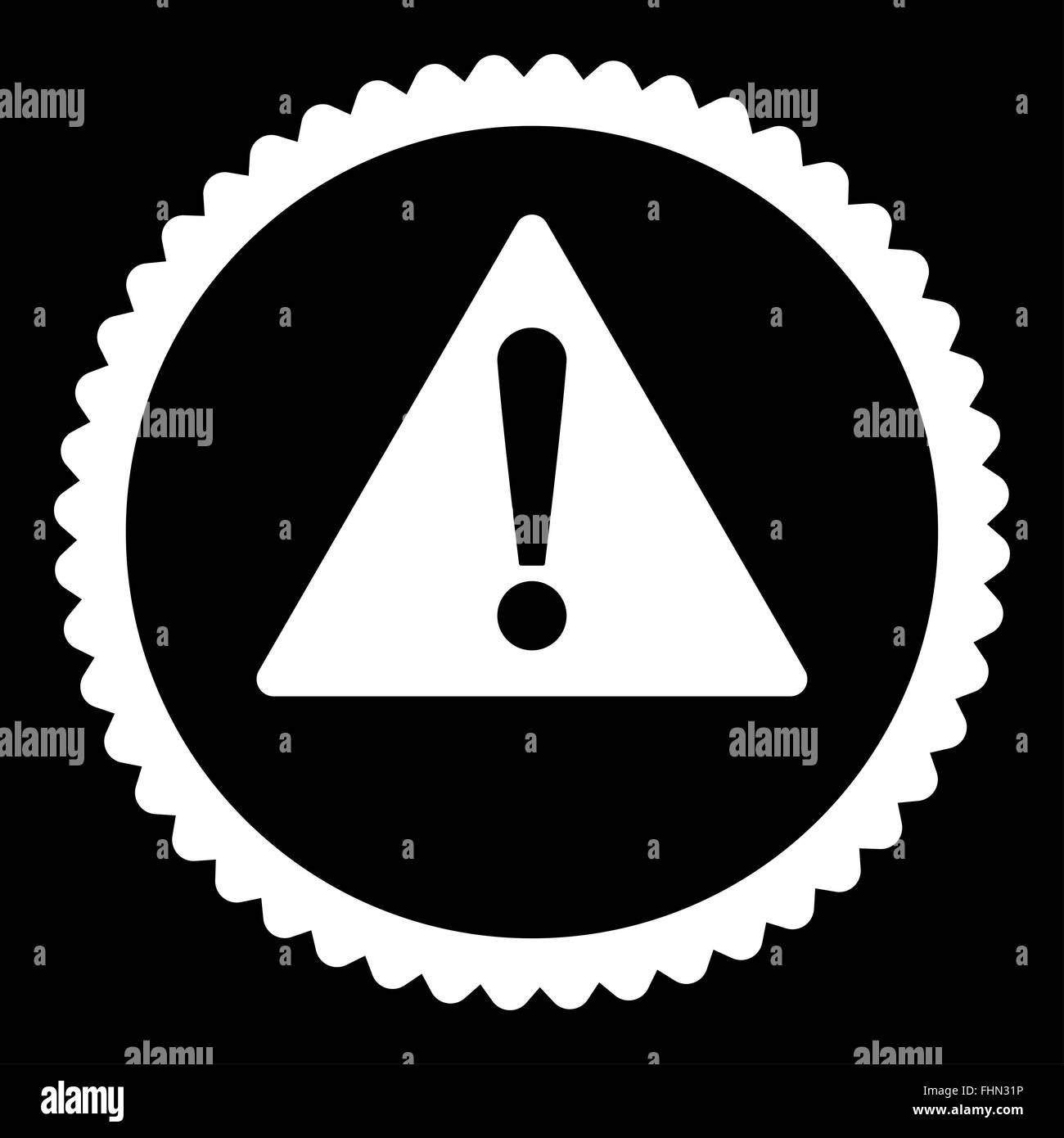 Warning flat white color round stamp icon Stock Photo - Alamy