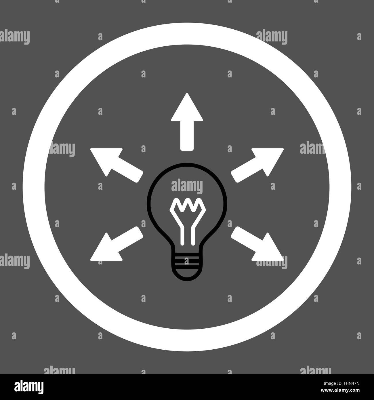 Idea flat black and white colors rounded vector icon Stock Photo - Alamy