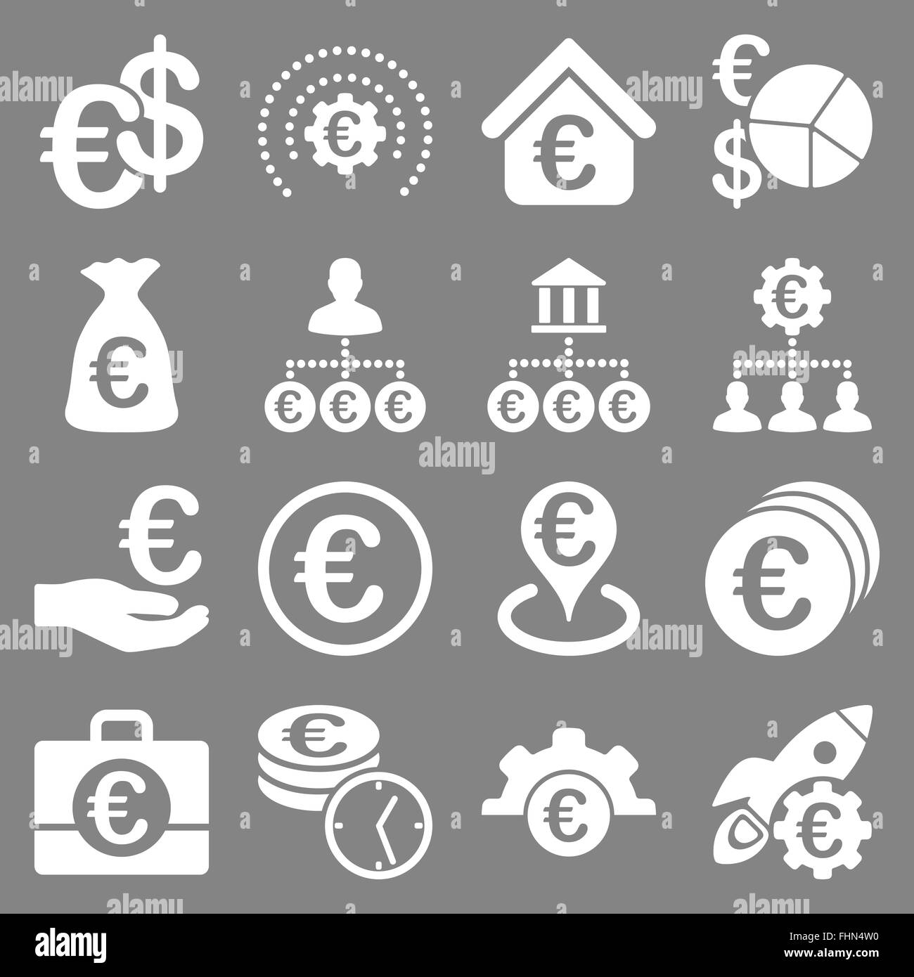 Euro banking business and service tools icons Stock Photo - Alamy