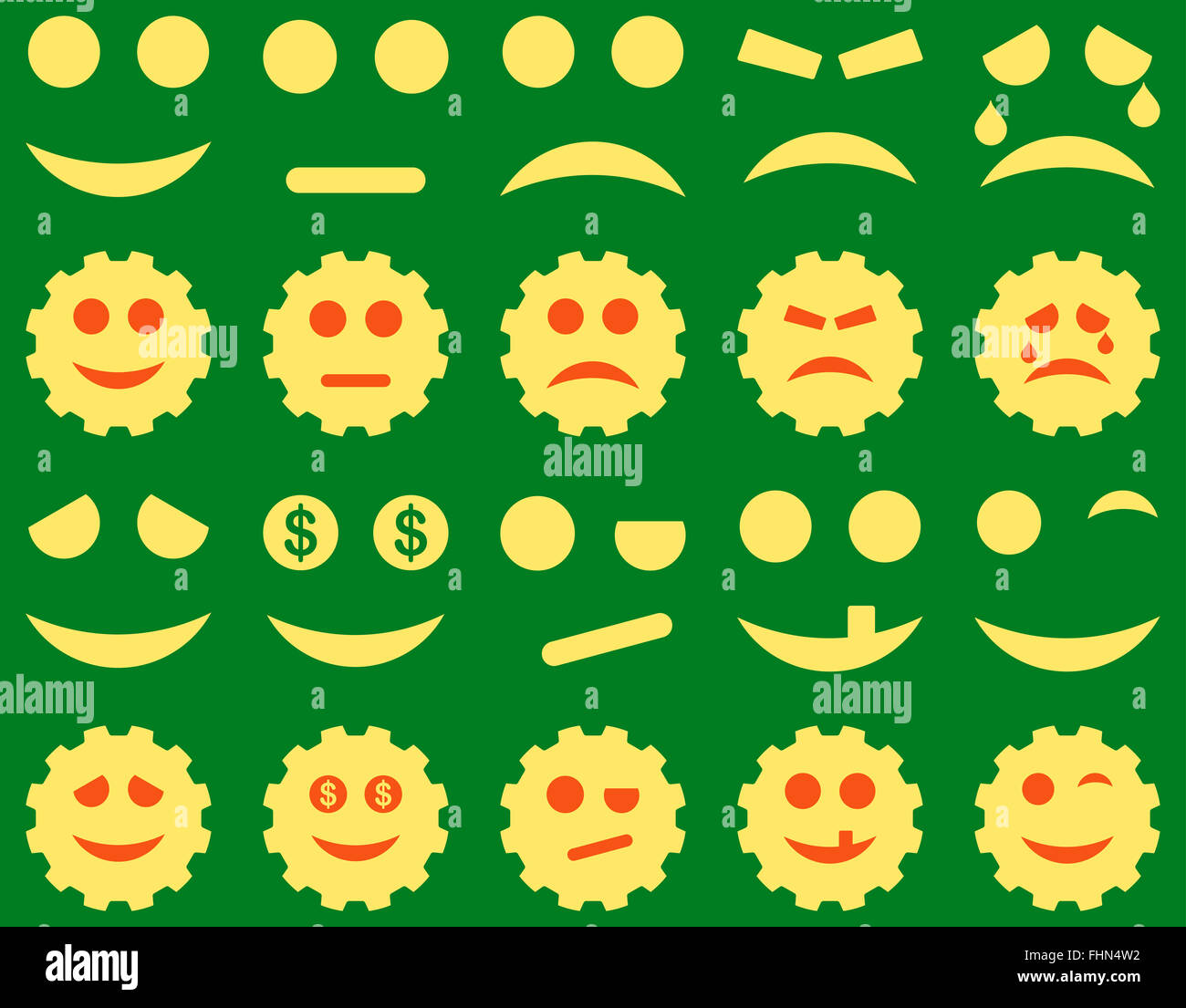Tools, gears, smiles, emoticons icons Stock Photo - Alamy