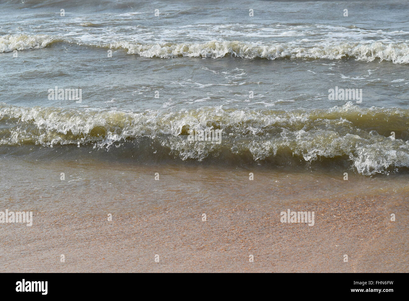 The coast of the Sea of Azov. Beach Sea summer months. Evening time ...