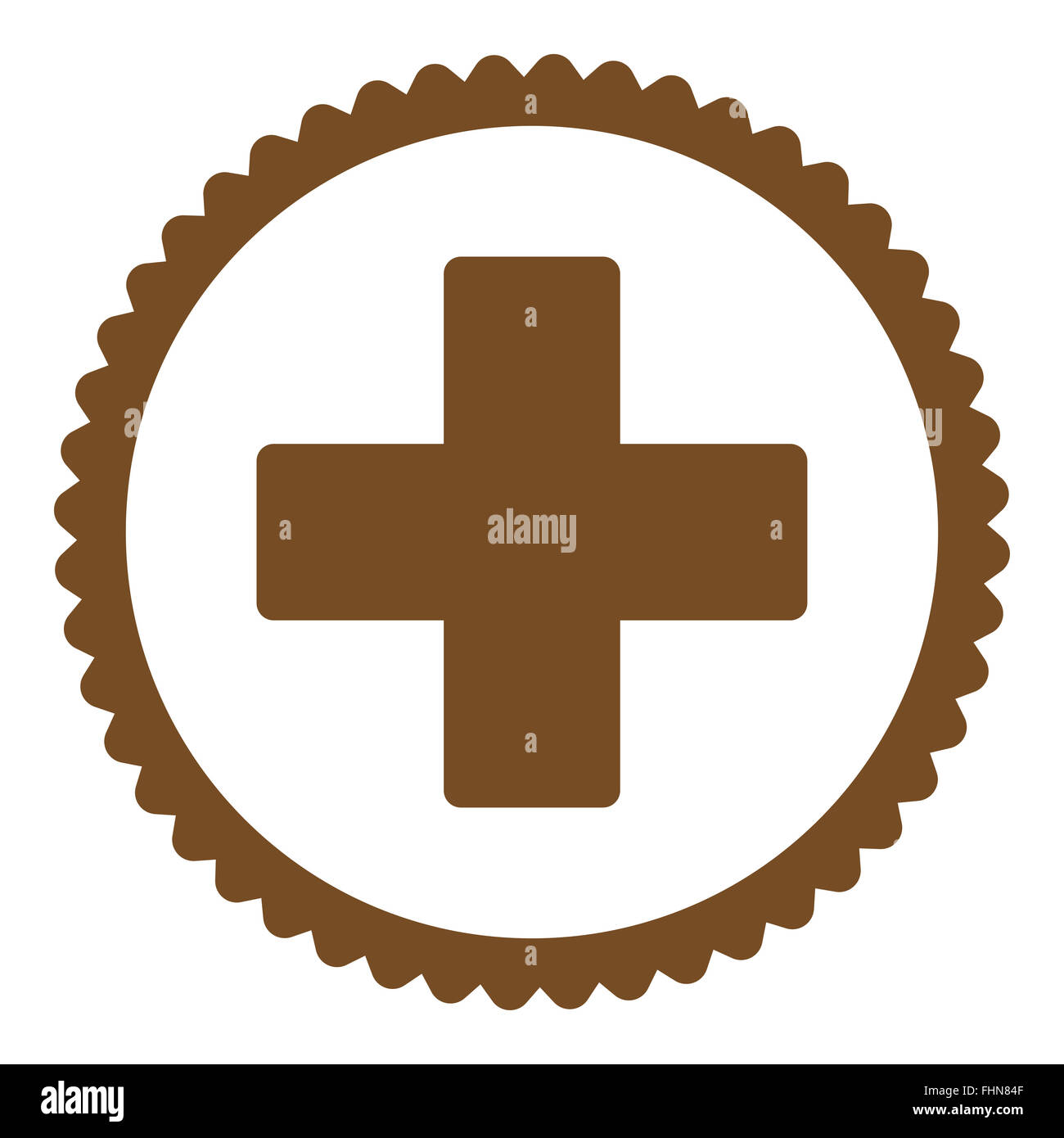 Plus flat brown color round stamp icon Stock Photo - Alamy