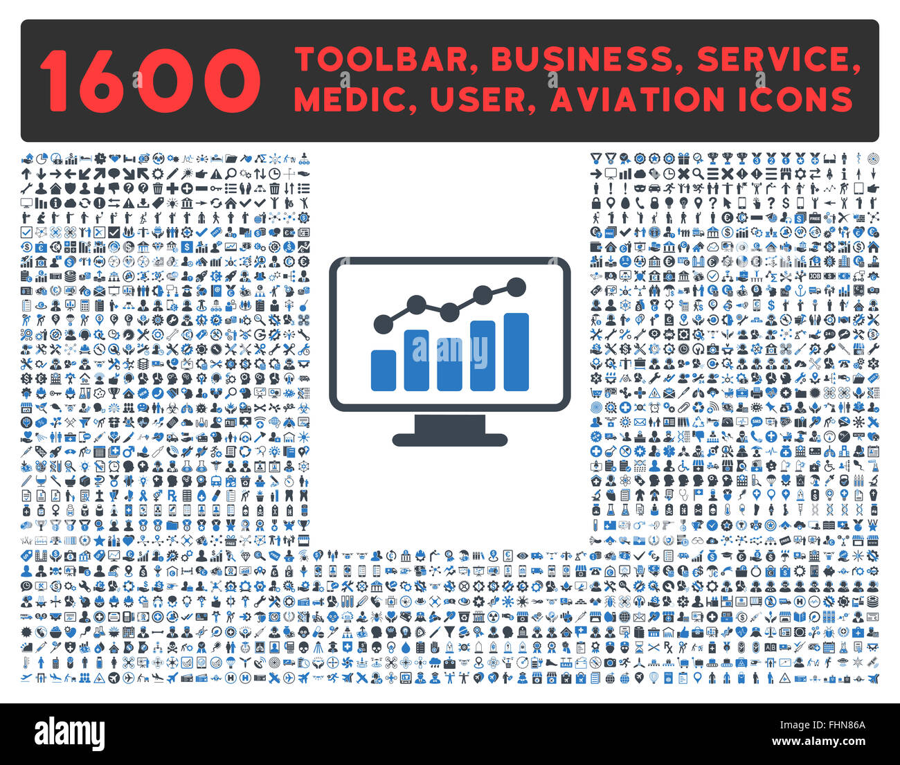 Monitoring Icon with Large Pictogram Collection Stock Photo - Alamy