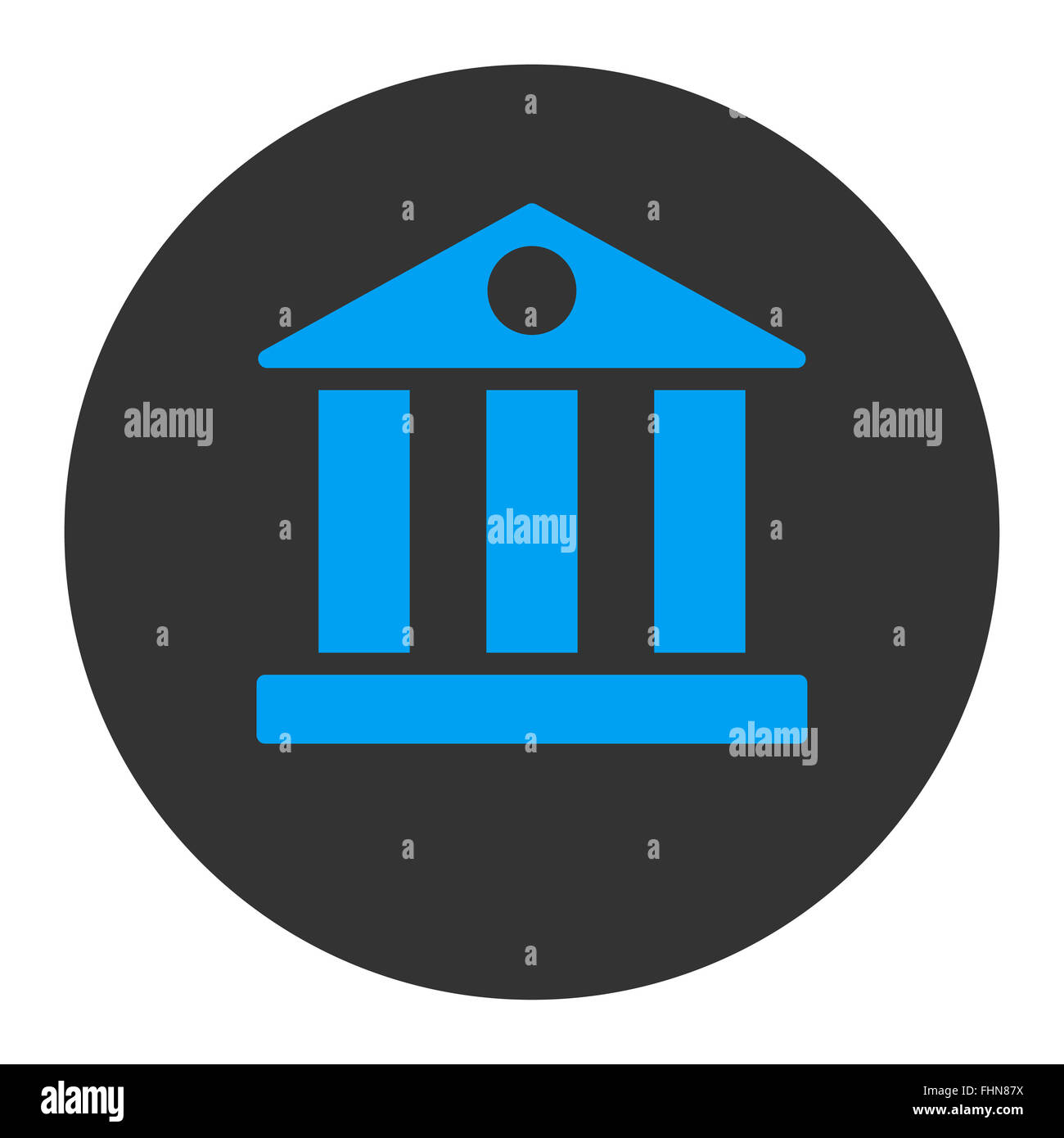 Bank flat blue and gray colors round button Stock Photo - Alamy