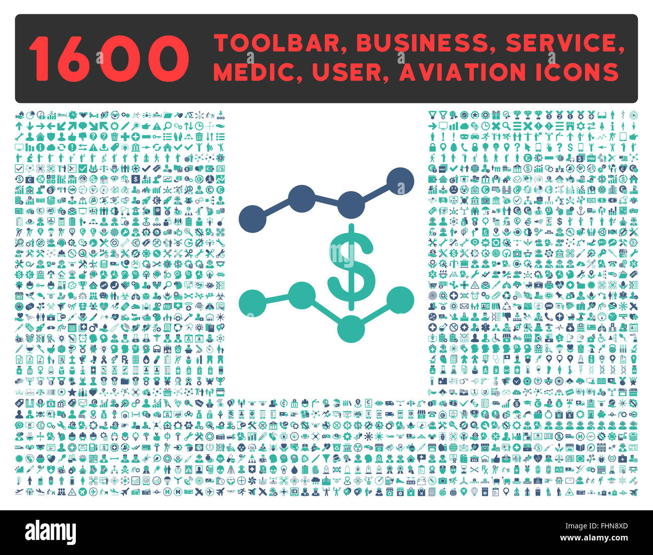 Sales Trends Icon with Large Pictogram Collection Stock Photo - Alamy