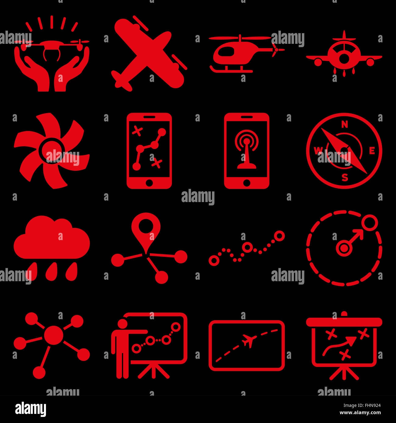 Aircraft navigation icon set Stock Photo - Alamy