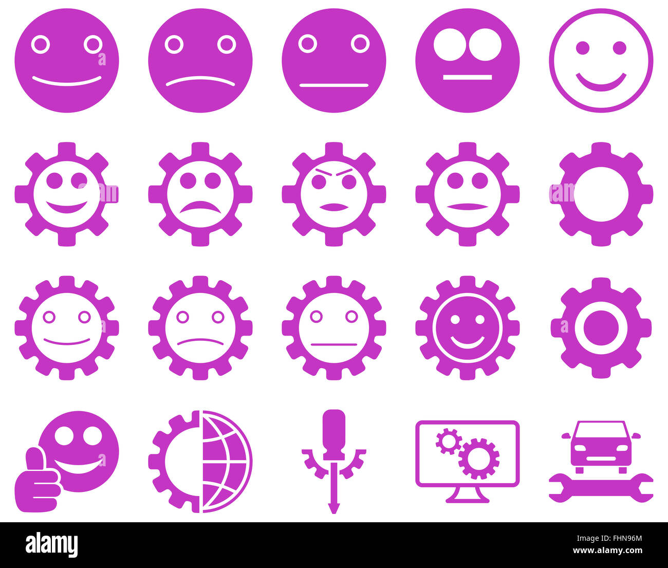 Tools and Smile Gears Icons Stock Photo - Alamy