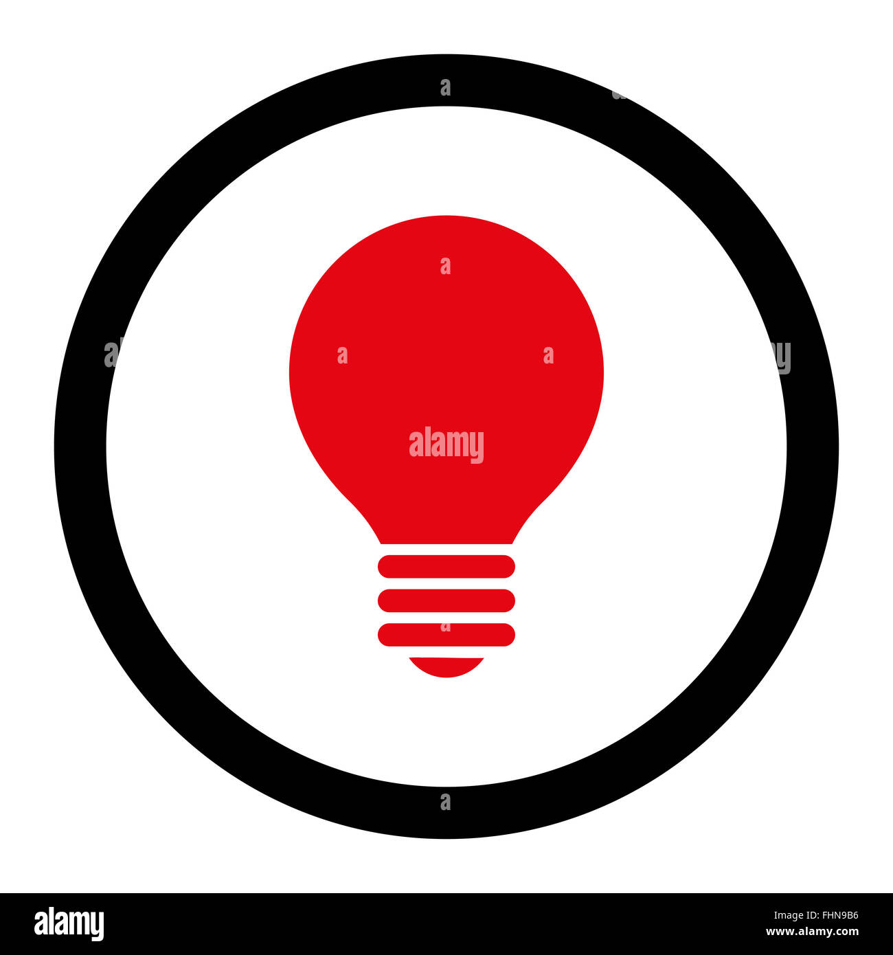 Electric Bulb flat intensive red and black colors rounded raster icon ...