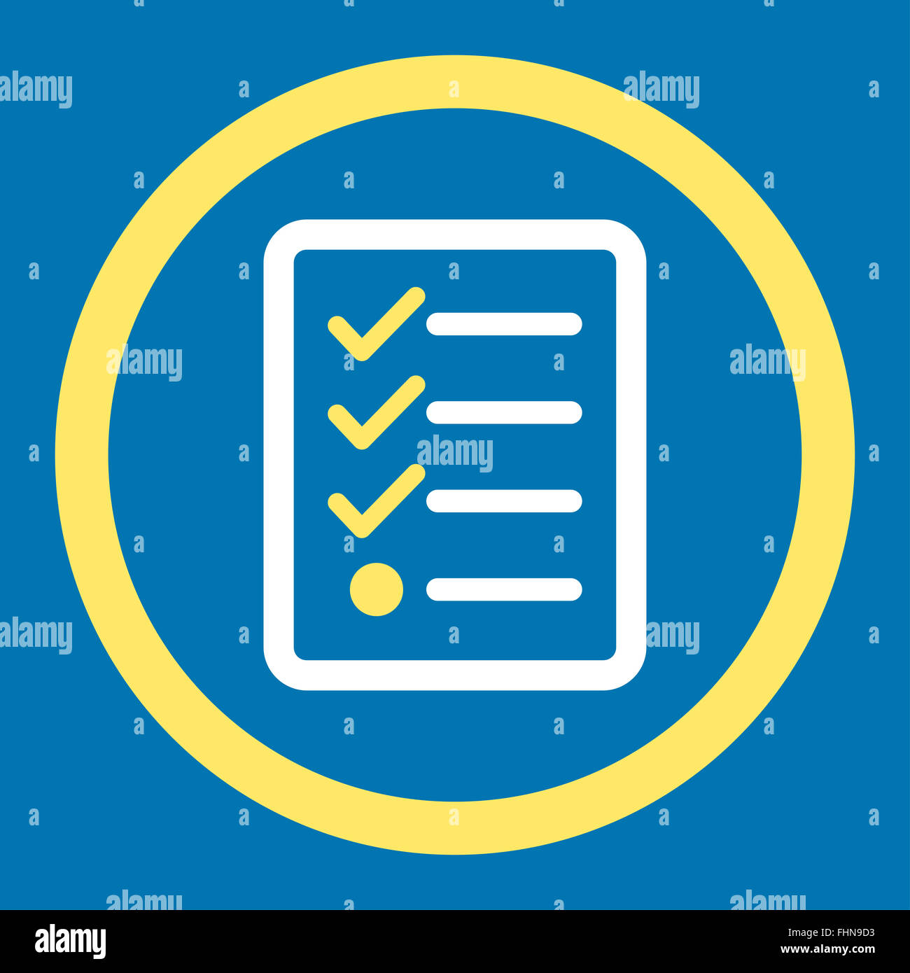 Checklist flat yellow and white colors rounded vector icon Stock Photo ...