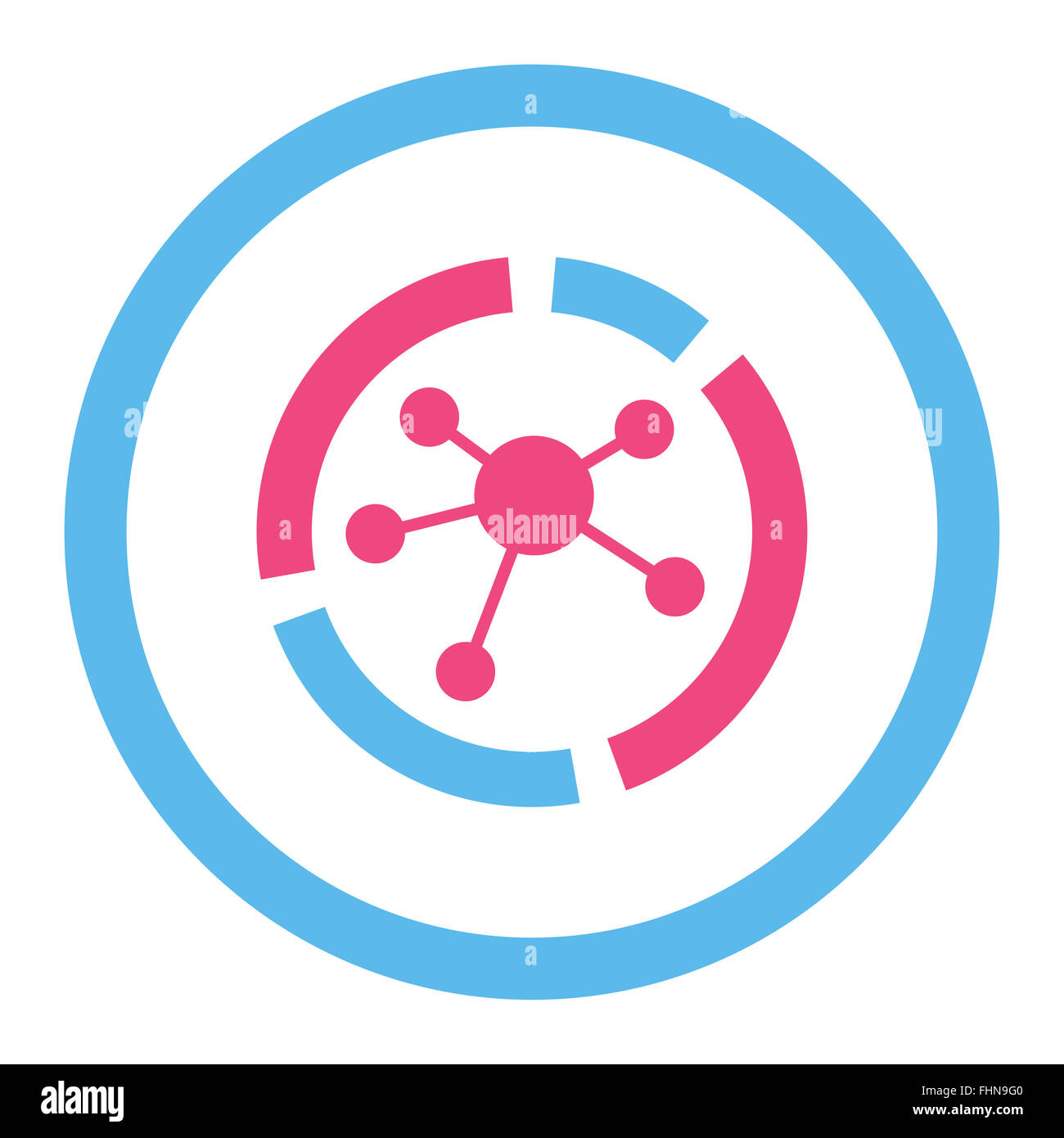 Connections diagram flat pink and blue colors rounded vector icon Stock ...