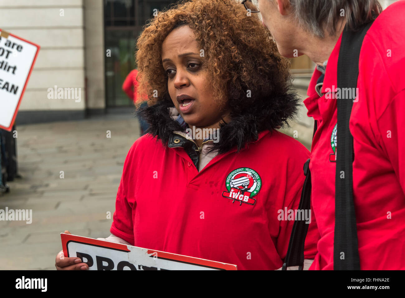 London, UK. 25th February, 2016. IWGB union rep Hanna Abebe speaks at ...