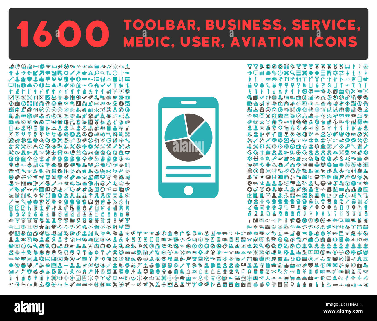 Mobile Report Icon with Large Pictogram Collection Stock Photo - Alamy