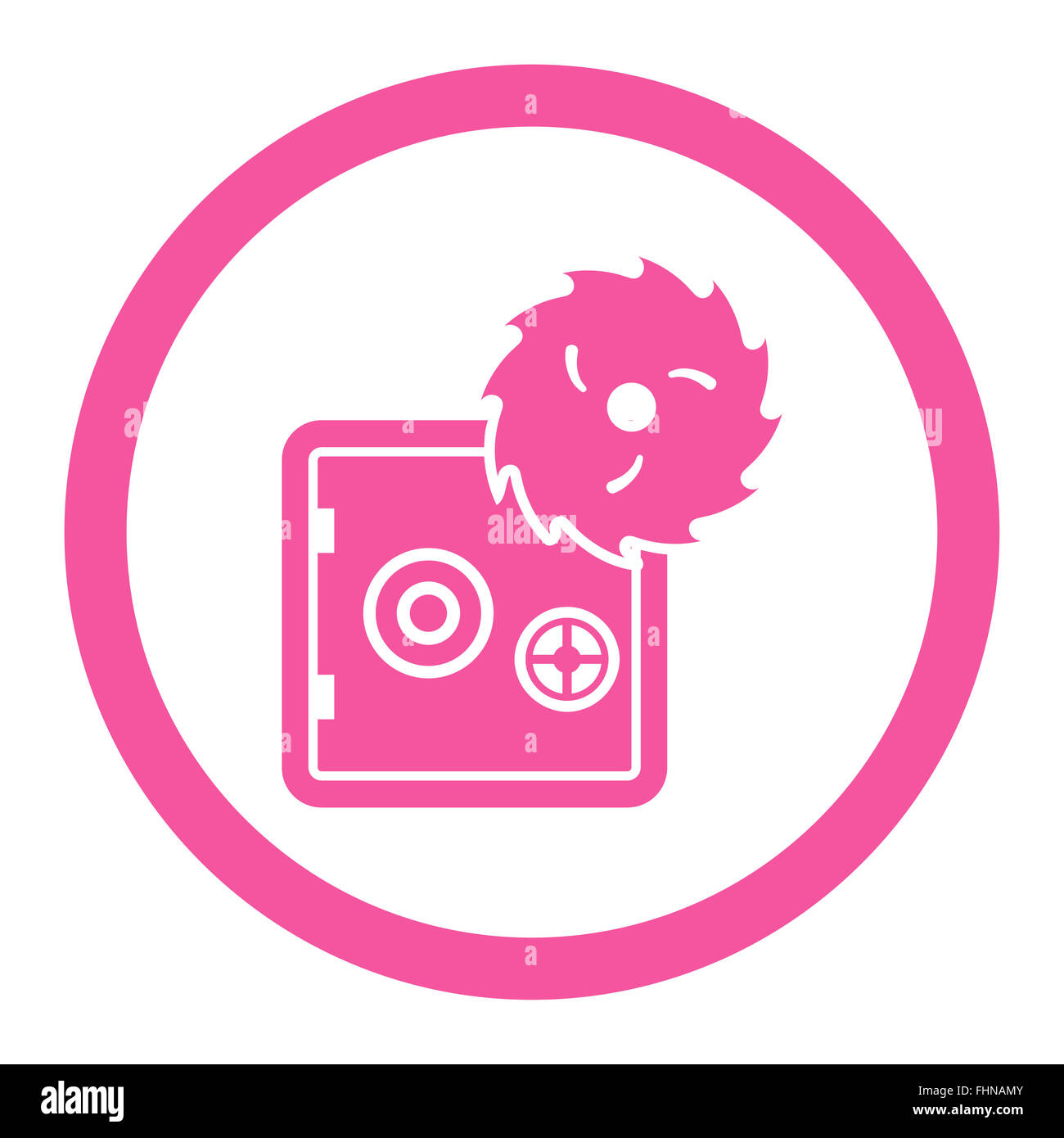 Hacking theft flat pink color rounded vector icon Stock Photo - Alamy